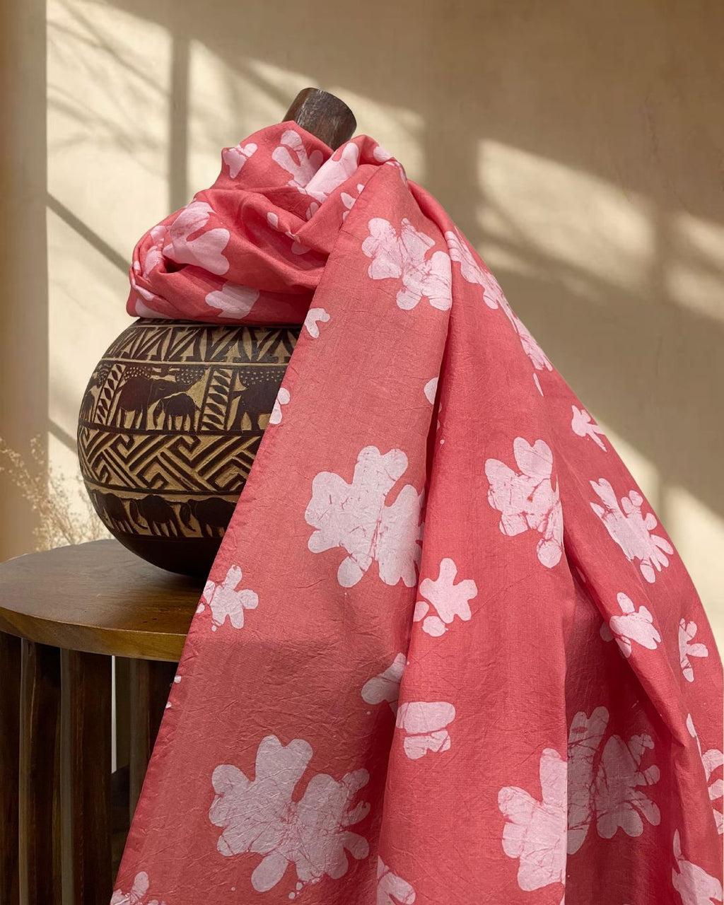 PEACH BATIK SILK FABRIC – neelgar